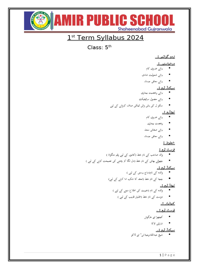7 Class 2025 1st TERM | PDF