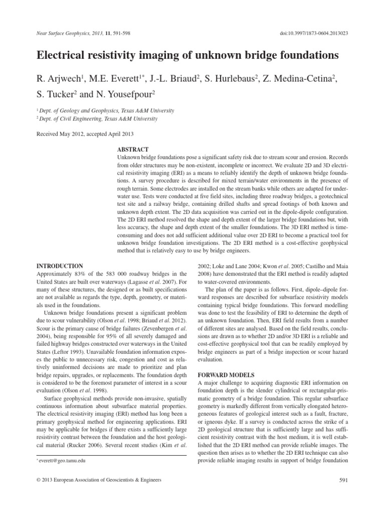 Near Surface Geophysics - 2013 - Arjwech - Electrical Resistivity ...