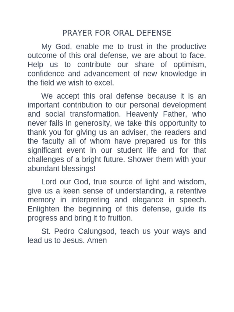 Prayer for Oral Defense Success | PDF