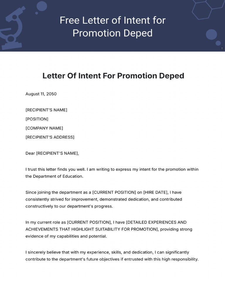 Letter of Intent For Promotion Deped | PDF