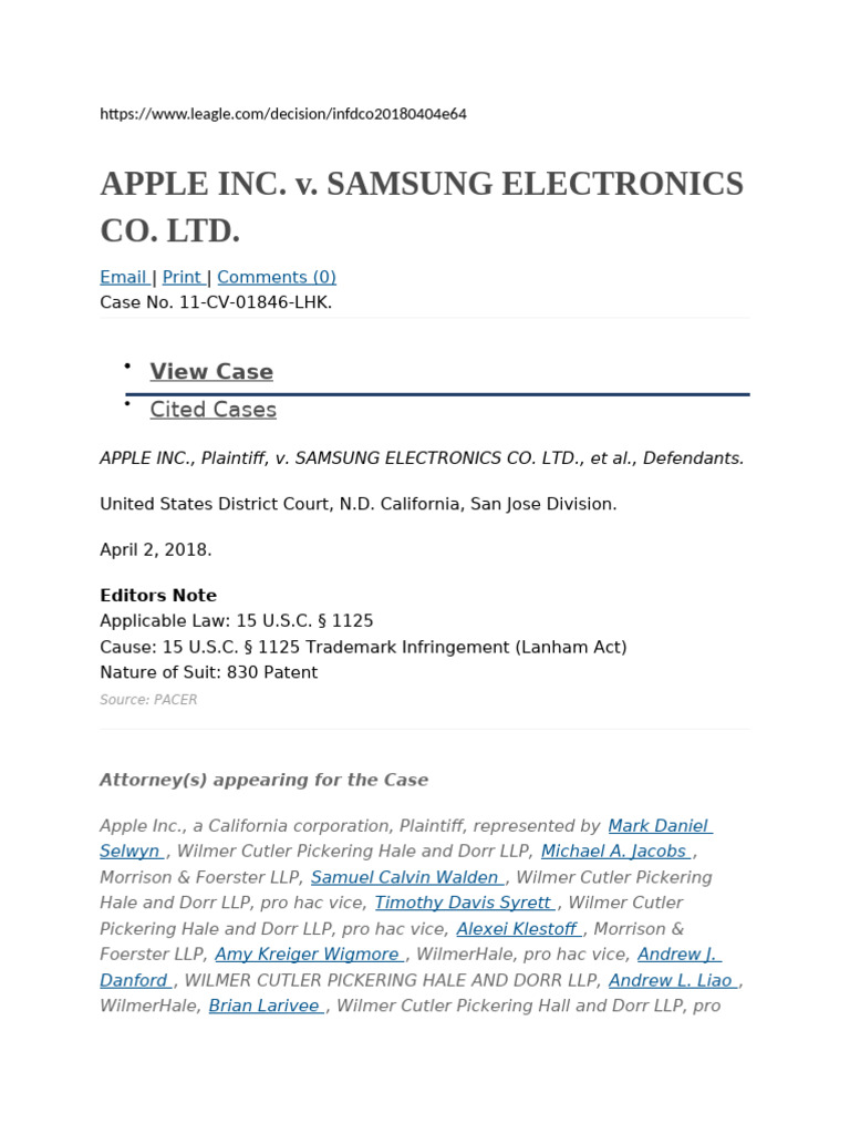 IAMCase - Apple v. Samsung 2018 | PDF | Daubert Standard | Expert Witness