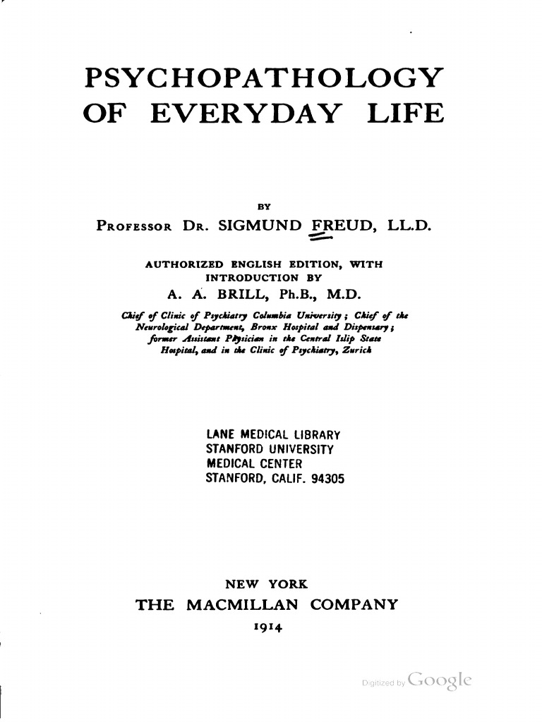 Psychopathology Everyday Life Freud | PDF