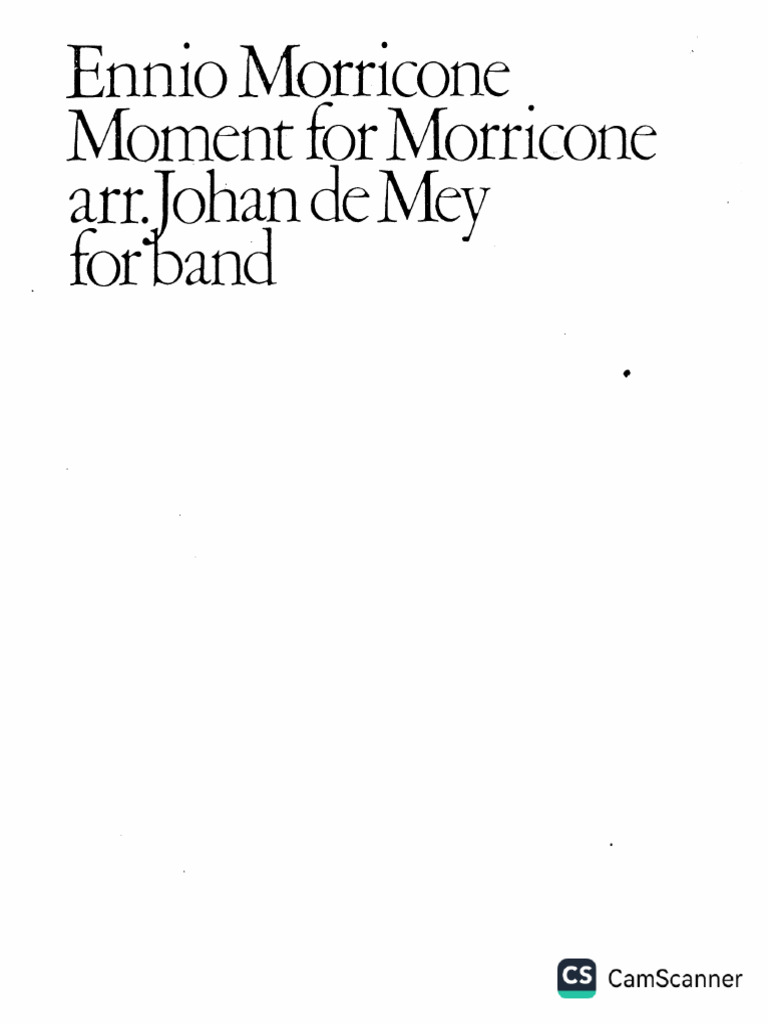 Moment For Morricone. Johan de Mey | PDF