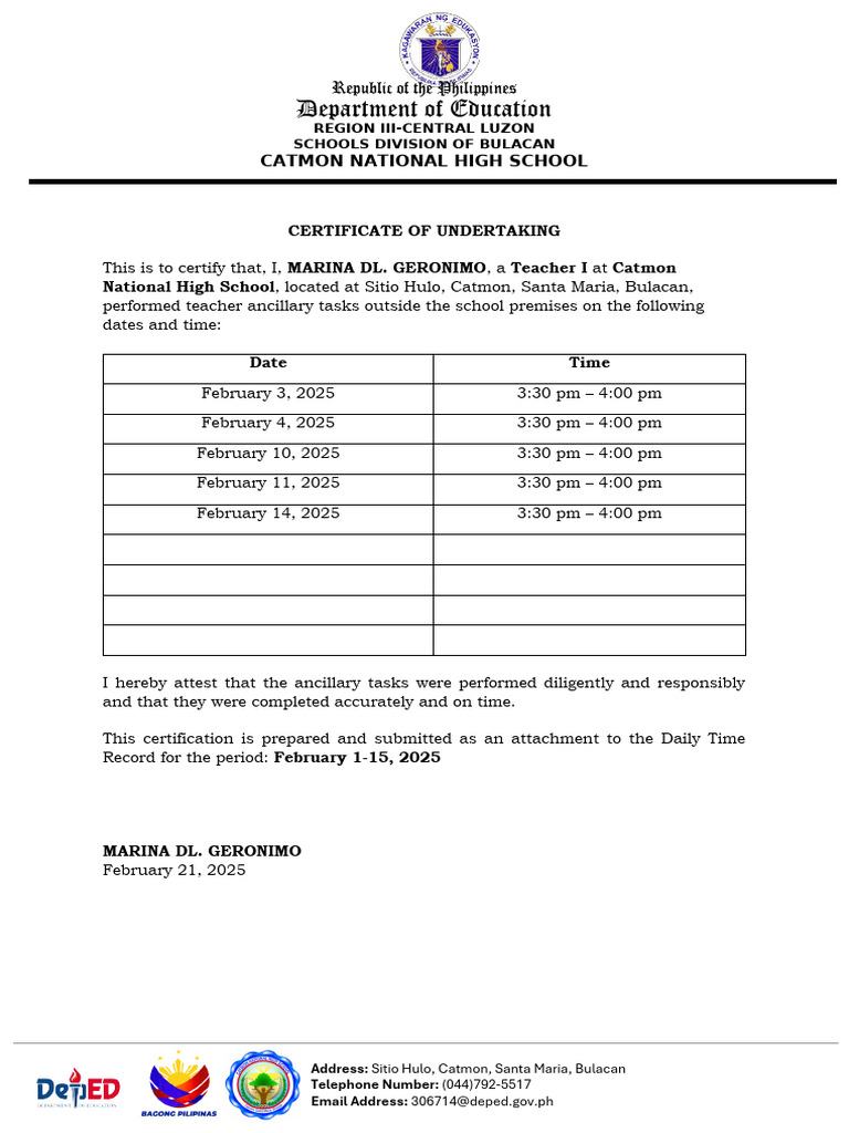 01-Certificate-of-Undertaking (1) | PDF