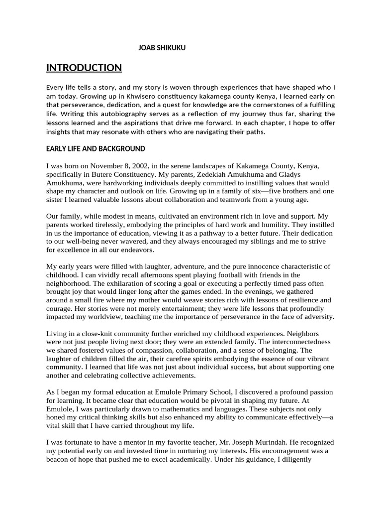 Joab Shikuku Autobiography-1 | PDF | Psychological Resilience | Mentorship
