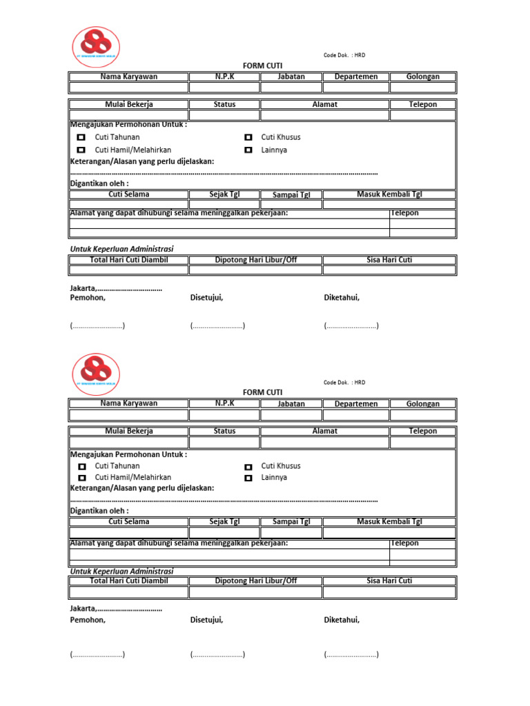 Form Cuti | PDF