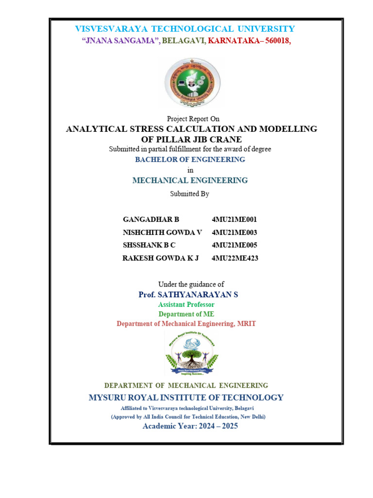 Final Front Sheets 123456 | PDF | Crane (Machine) | Mechanical Engineering