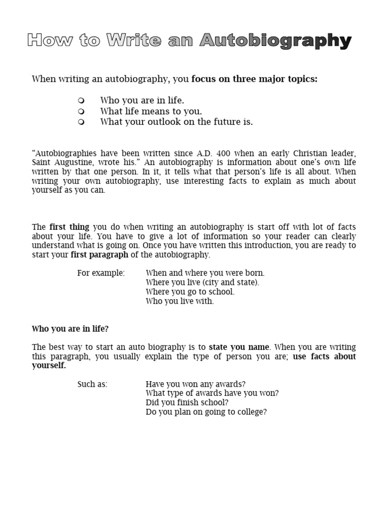 How to Write an Autobiography Guide | PDF