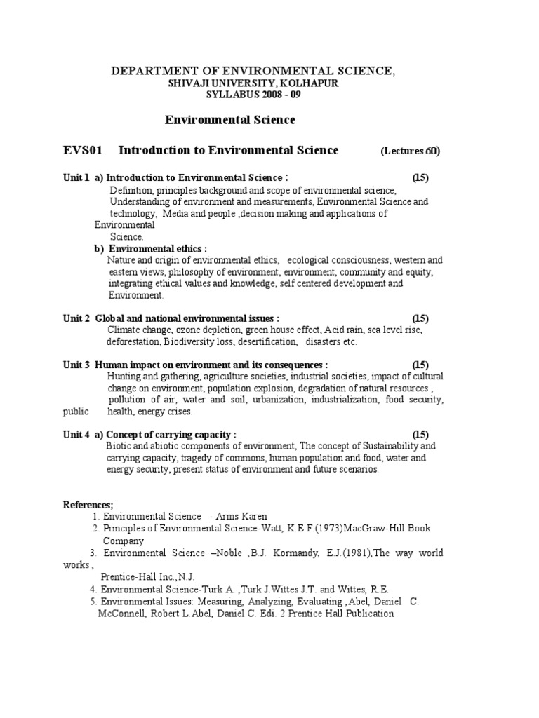 Environmental Science Syllabus | PDF | Conservation Biology | Pollution
