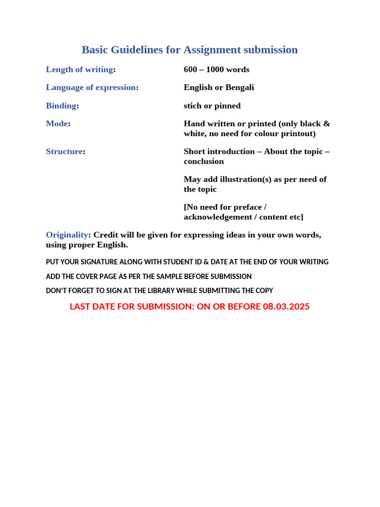 Assignment Guideline | PDF