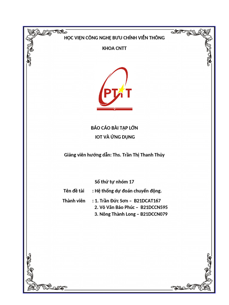 Báo cáo bài tập lớn IOT- Nhóm 17 | PDF