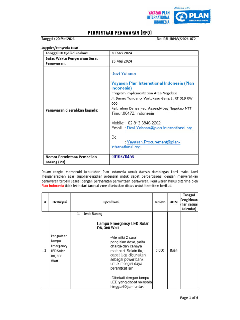 Request For Quotation - 072 | PDF