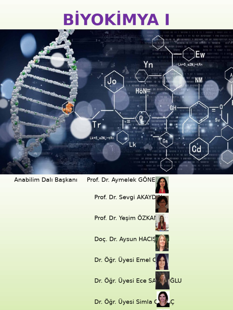 Biyokimya 1-Giriş Dersi Notları | PDF