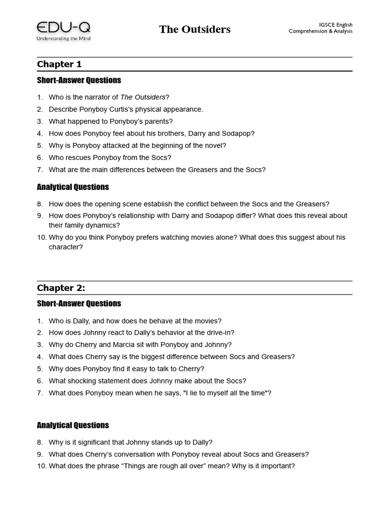 Ponyboy's Relationships Explored | PDF