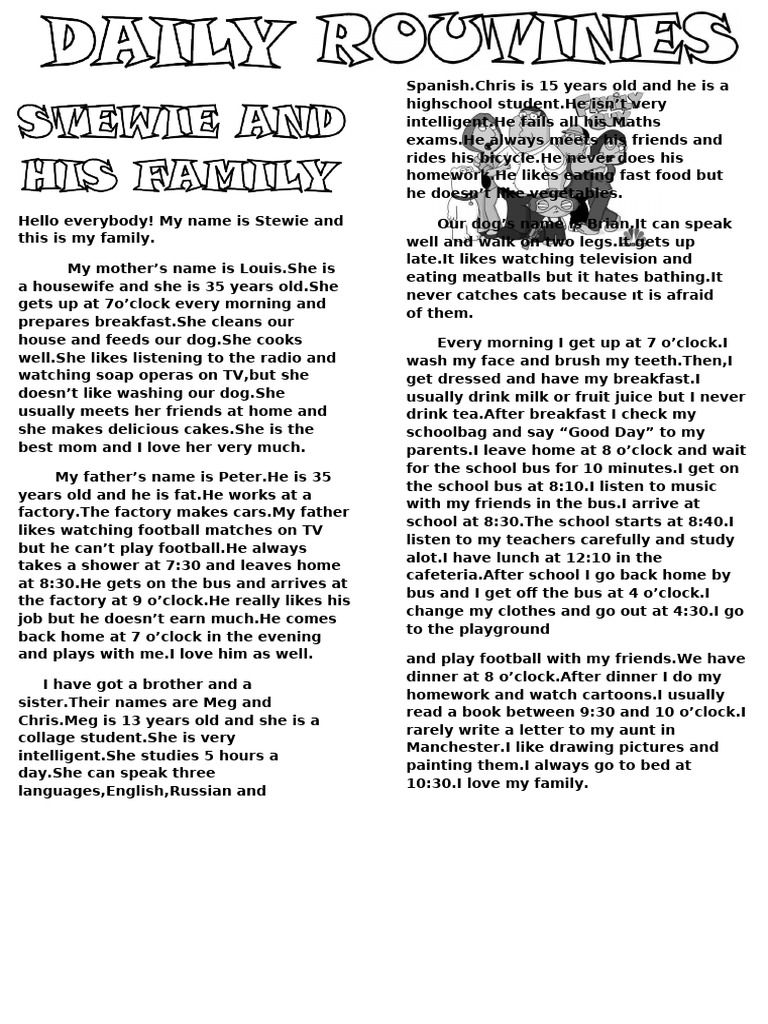 Daily Routines Reading Text 1 1 | PDF