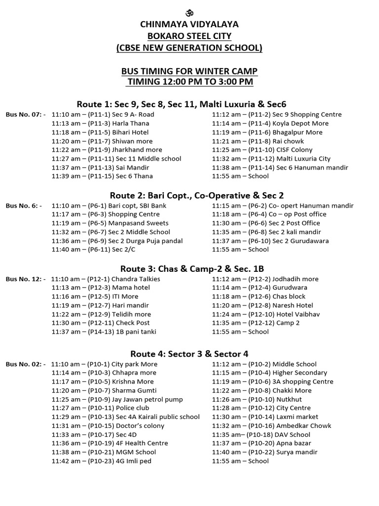 Bus Timing On28.12.2024 | PDF | Hindu Worship