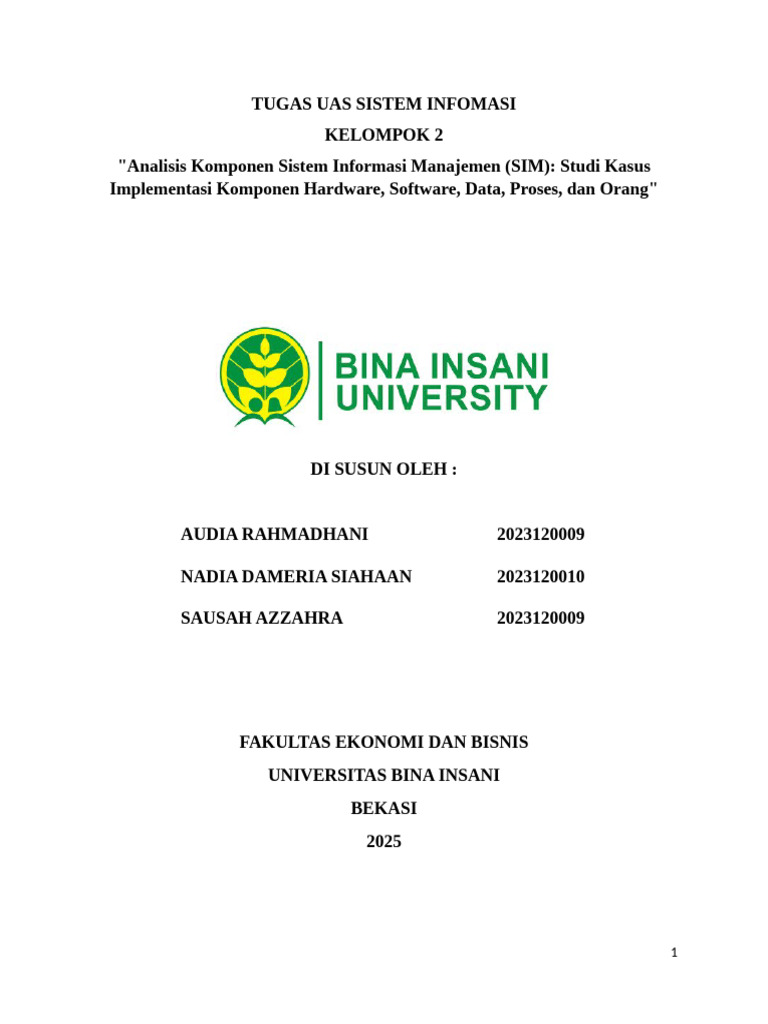 Uas Sistem Informasi Kelompok 2 (Sistem Informasi) | PDF