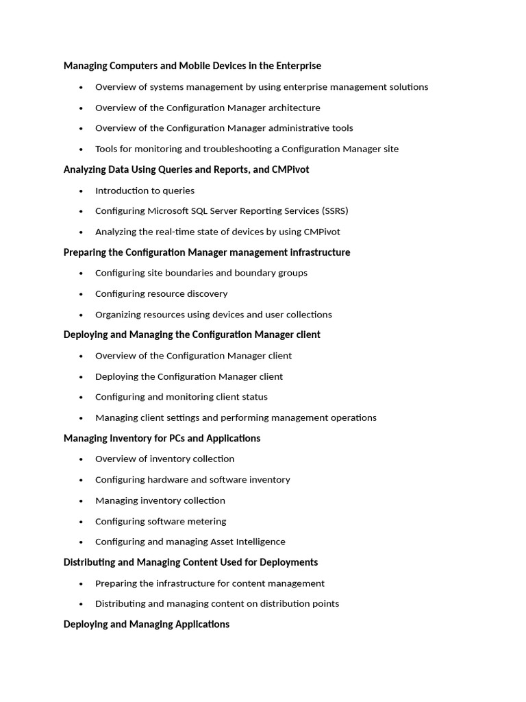 Administering System Center Configuration Manager Pdf Operating System Microsoft Sql Server