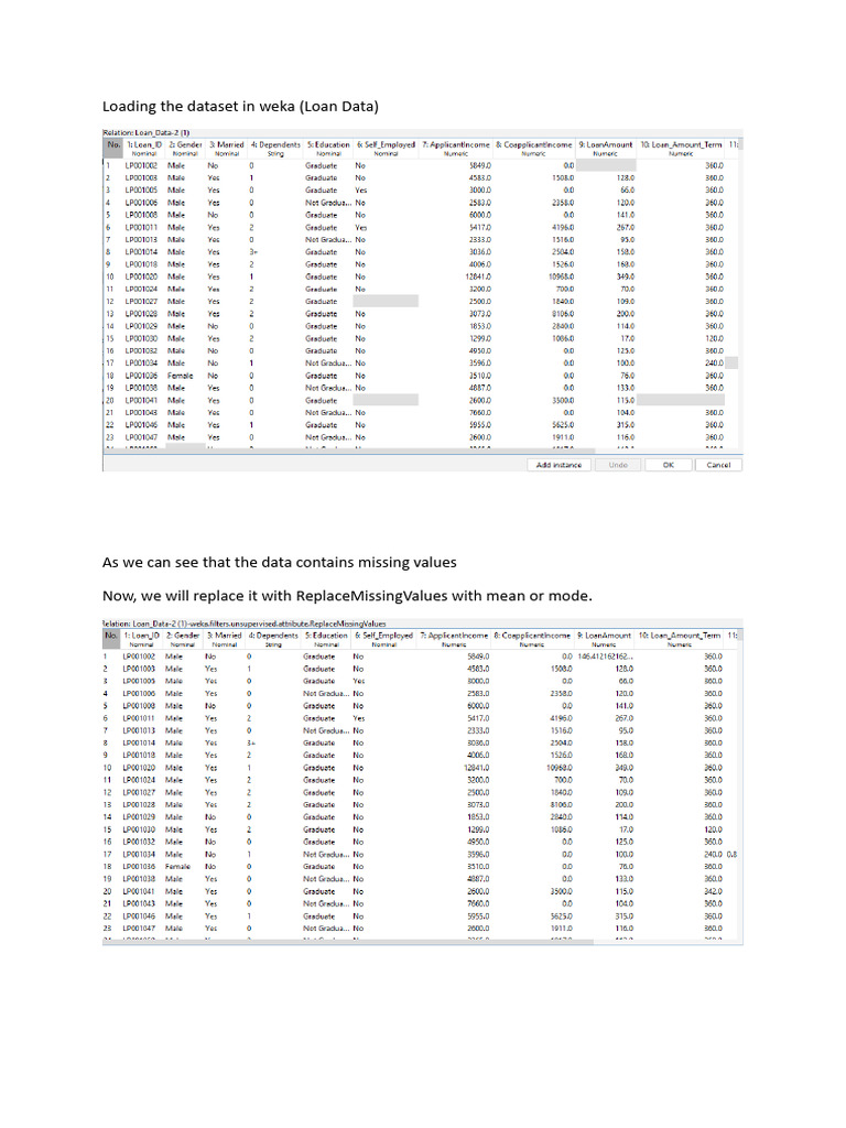 Weka Data Preprocessing for Loan Analysis | PDF