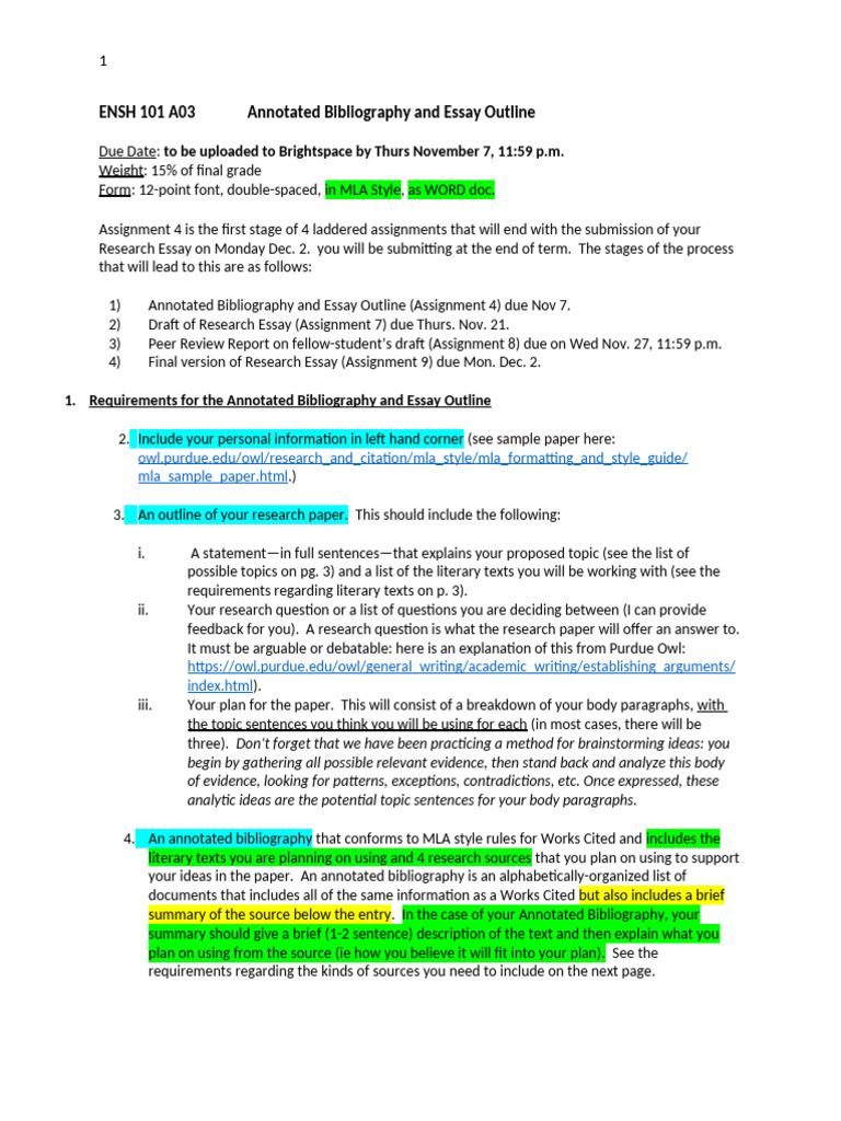 ENSH 101 A03 Annotated Bibliography and Essay Outline | PDF | Modernism ...