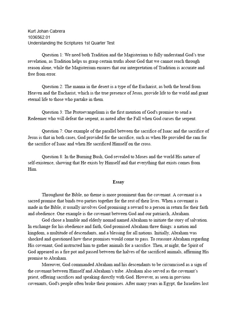 Understanding The Scriptures 1st Quarter Test | PDF | Covenant ...