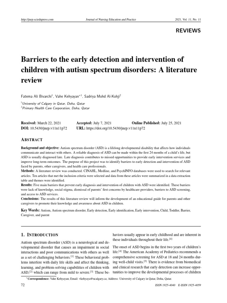 Barriers to Early Autism Detection | PDF | Autism | Caregiver