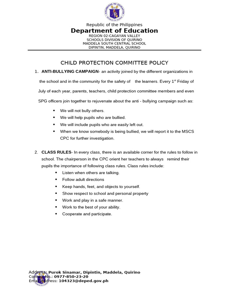 Child Protection Policy at Madella School | PDF