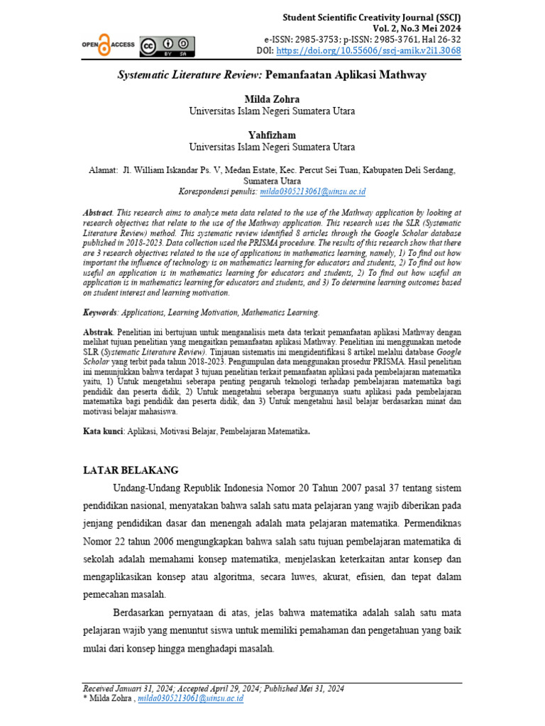 Systematic Literature Review: Pemanfaatan Aplikasi Mathway | PDF