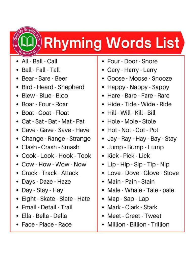 Rhyming Words 2 | PDF