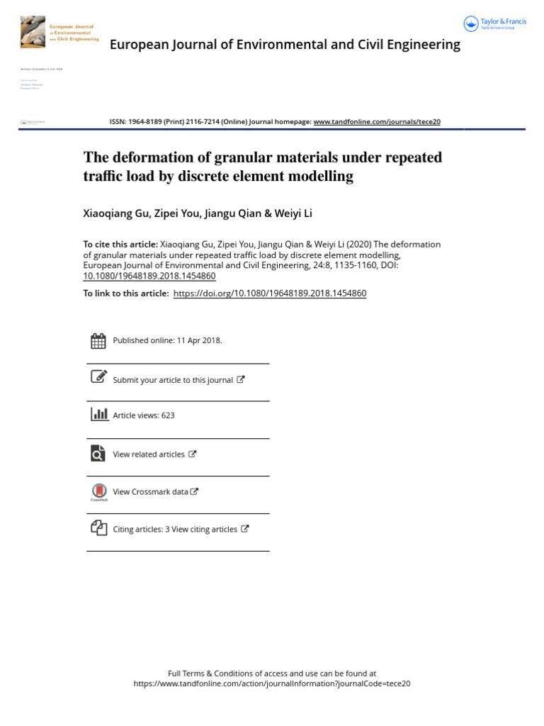 The Deformation of Granular Materials Under Repeated Traffic Load by Discrete Element Modelling ...