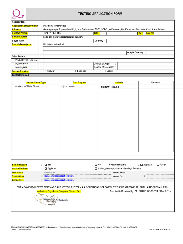 Test Application Form Lab | PDF | Indemnity | Private Law