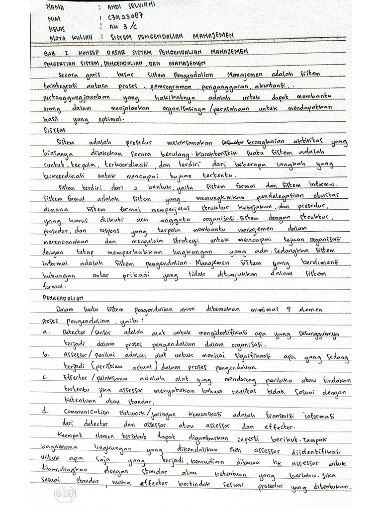 C30123087 - Andi Selviani - Tugas Chap 1 SPM | PDF