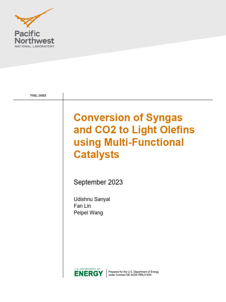 Conversion of Syngas and CO2 To Light Olefins Using Multi-Functional Catalysts | PDF | Catalysis ...