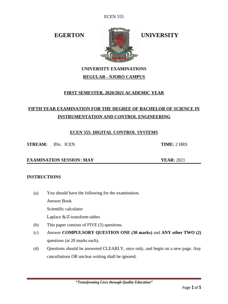ECEN 555 EXAM 2021 SUPPLEMENTARY | PDF | Algorithms | Mathematical Objects