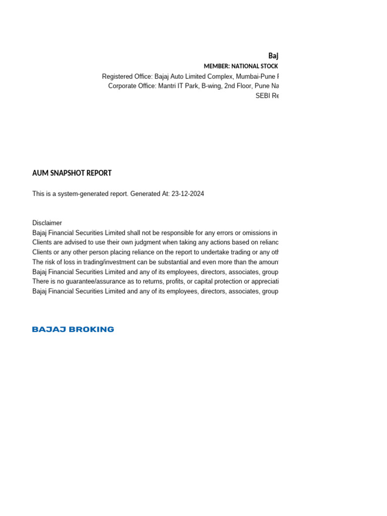 Krme1200 - Aum Snapshot Report | PDF | Investing | Private Law