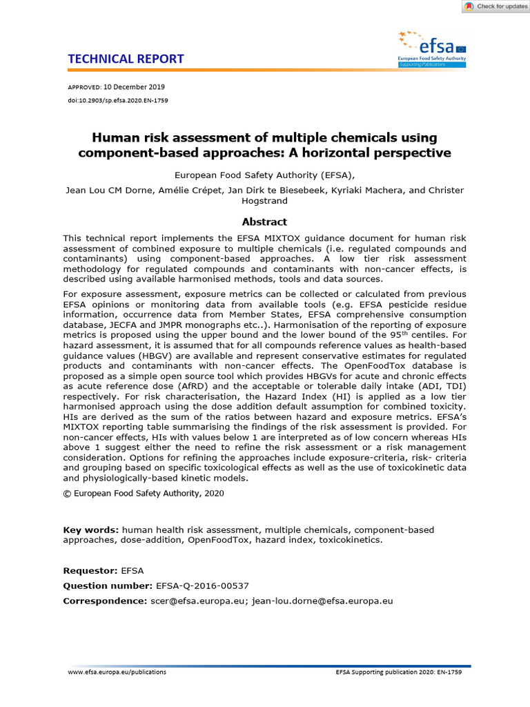 EFSA Supporting Publications - 2020 - Human Risk Assessment of Multiple ...