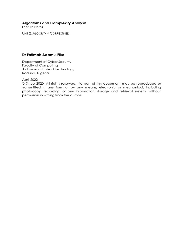 CSC310 02 Algorithm Correctness | PDF | Summation | Mathematical Proof