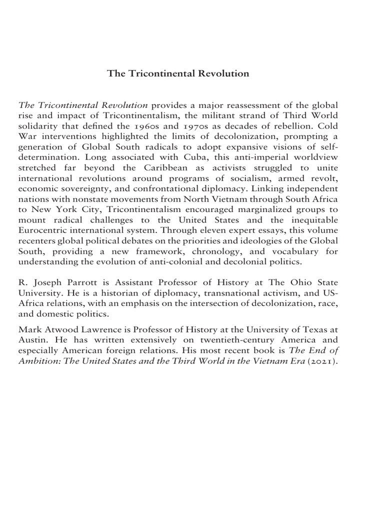 The Tricontinental Revolution | PDF | Decolonization | Third World
