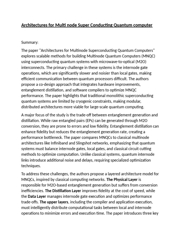 Architectures For Multinode Superconducting Quantum Computers | PDF | Quantum Computing | Computing