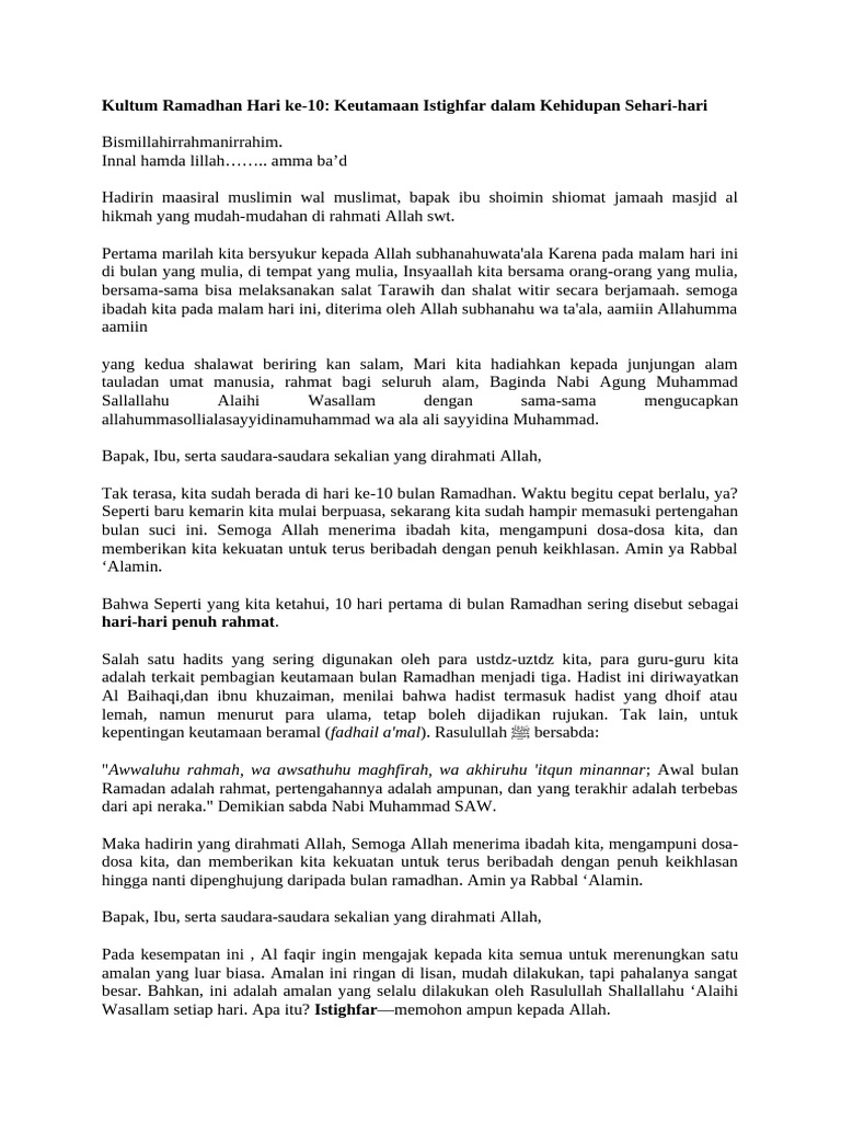 Kultum Ramadhan Hari ke | PDF
