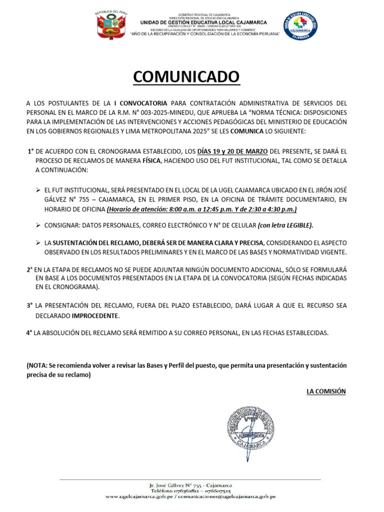 Comunicado 1 | PDF