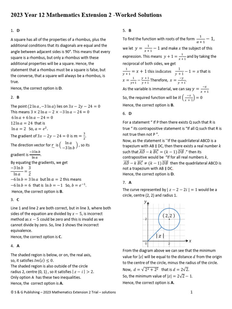 sng 2023 ext 2 soln | PDF | Circle | Square Root