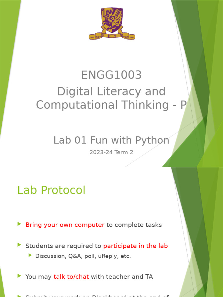 ENGG1003_Lab01_Fun_with_Python | PDF | Computer File | Python (Programming Language)
