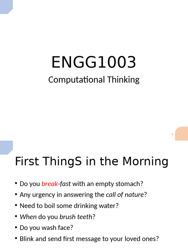 ENGG1003 06 ComputationalThinking | PDF | Thought | Spreadsheet