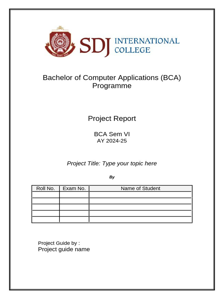 TYBCA SEM-6 PROJECT Report Format 2024-25 | PDF | Computing ...