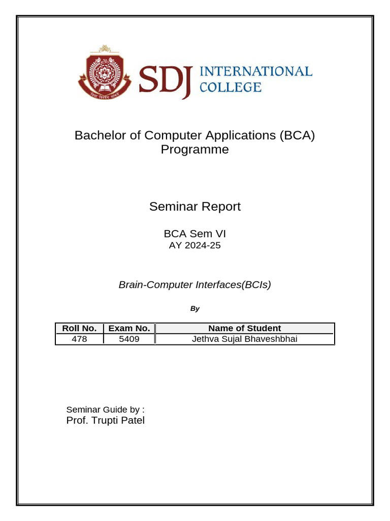 TYBCA SEM-6 SEMINAR Report Format 2024-25 | PDF