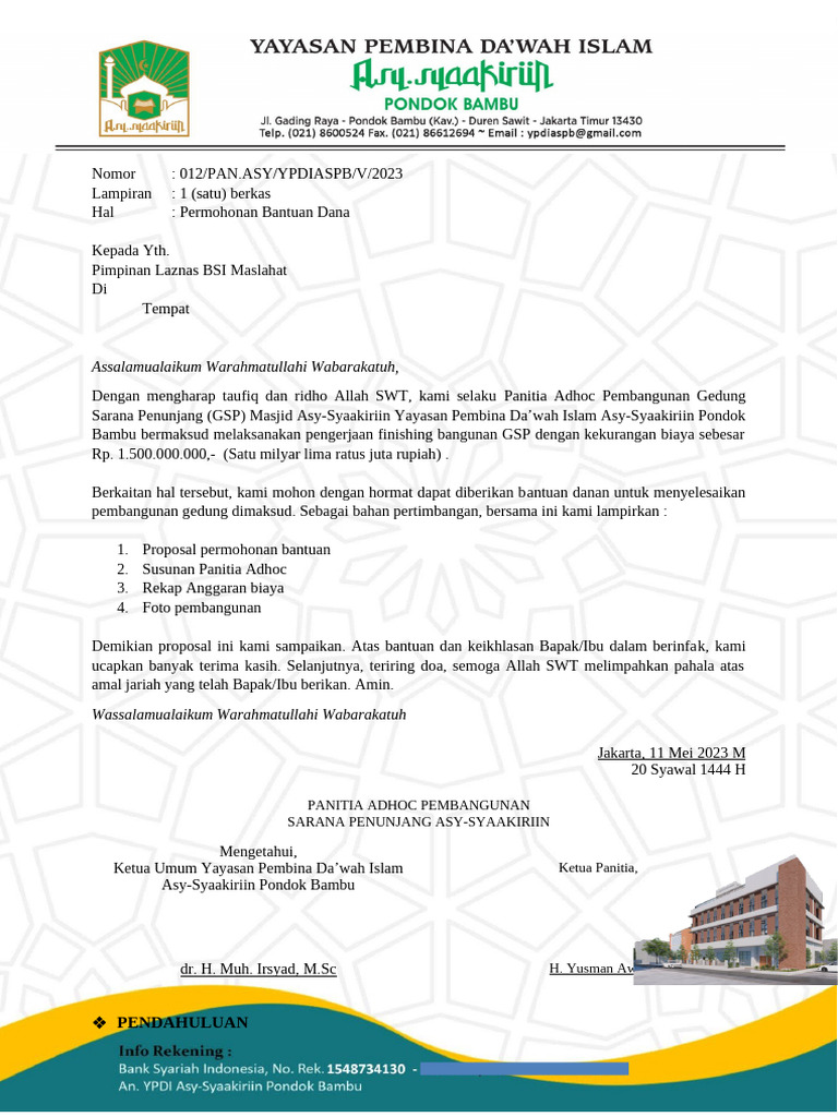 Proposal Pembangunan Bsi | PDF