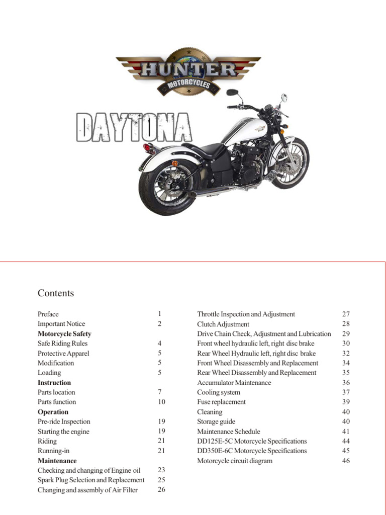 Motorcycle Operation and Maintenance Manual | PDF | Brake | Motor Oil
