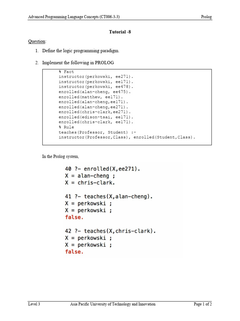 Prolog Logic Programming Tutorial | PDF