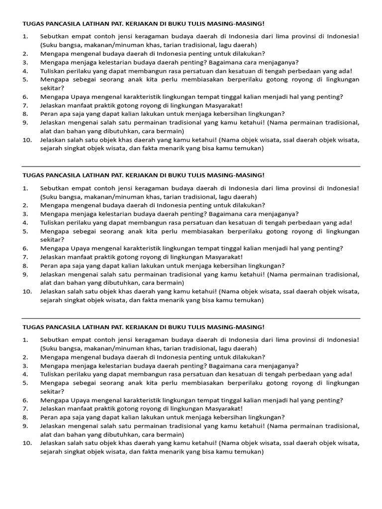 TUGAS PANCASILA LATIHAN | PDF